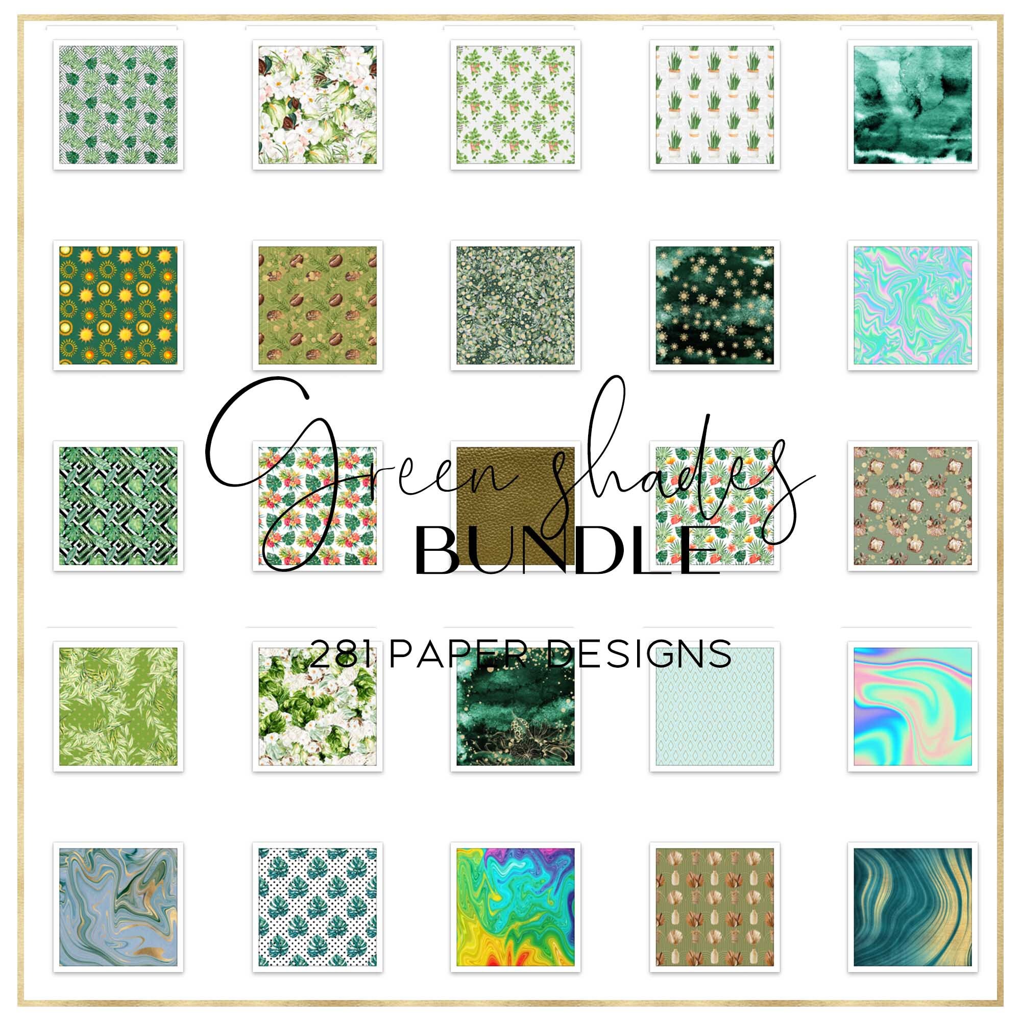 Green Shades BUNDLE Digital Paper Green Wallpaper Green | Etsy