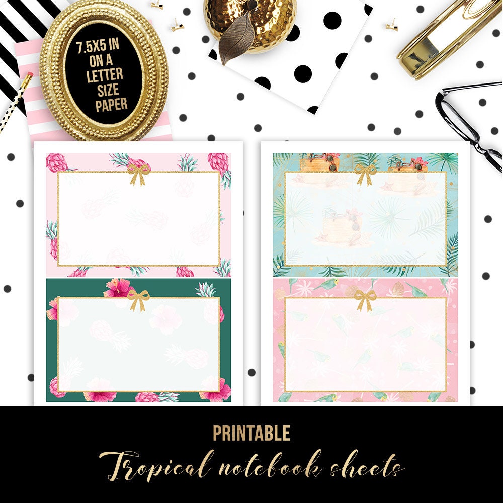 Printable tropical notebook tropical notes tropical | Etsy