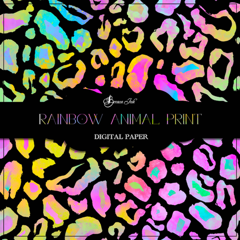 Rainbow Animal Print Digital Paper Seamless Pattern Leopard - Etsy