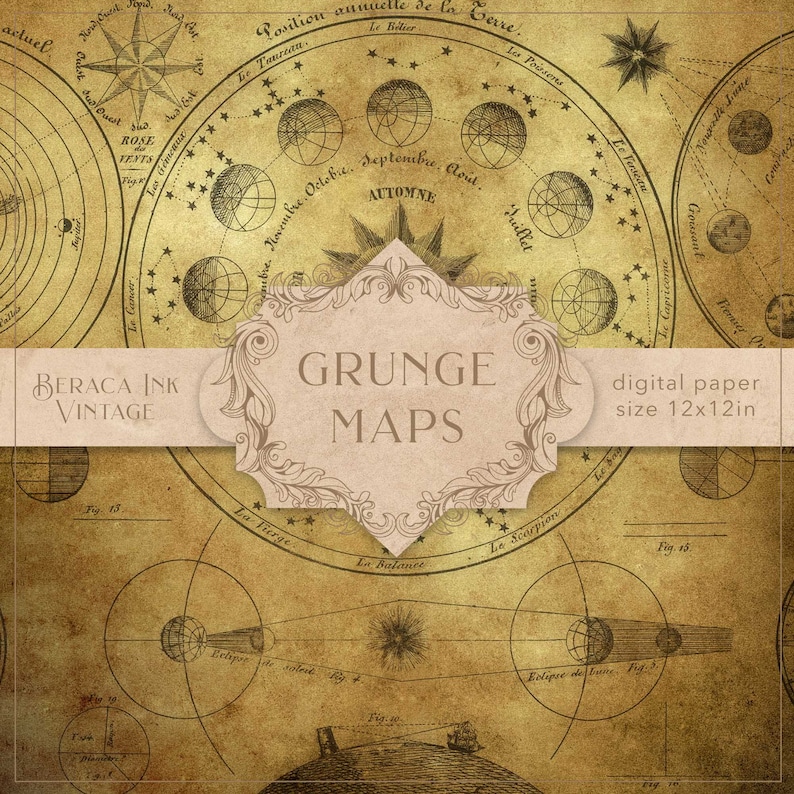 Grunge Maps Digital Paper, Old Maps Paper, Junk Journal, Ephemera Paper ...