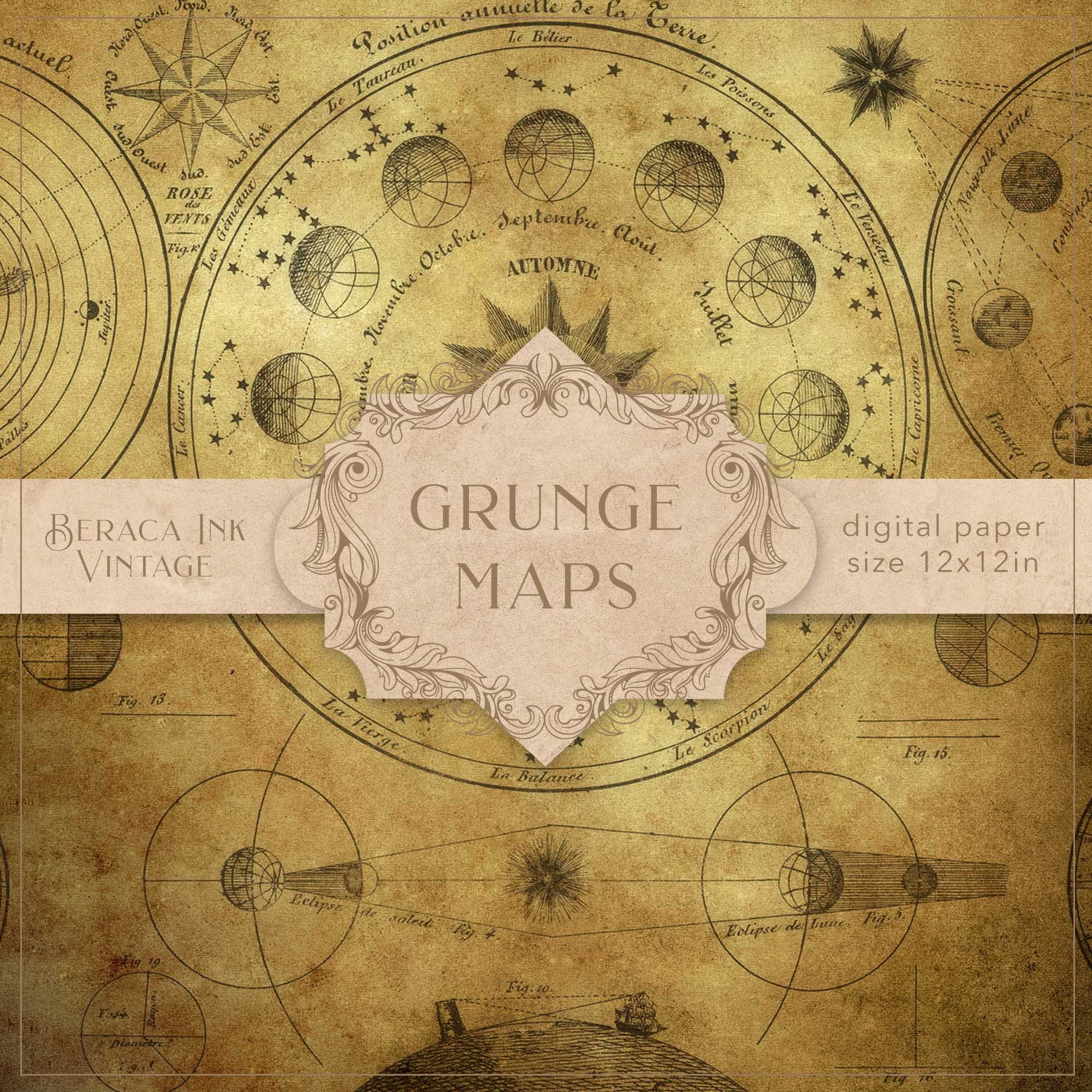 Grunge Maps Digital Paper Old Maps Paper Junk Journal - Etsy