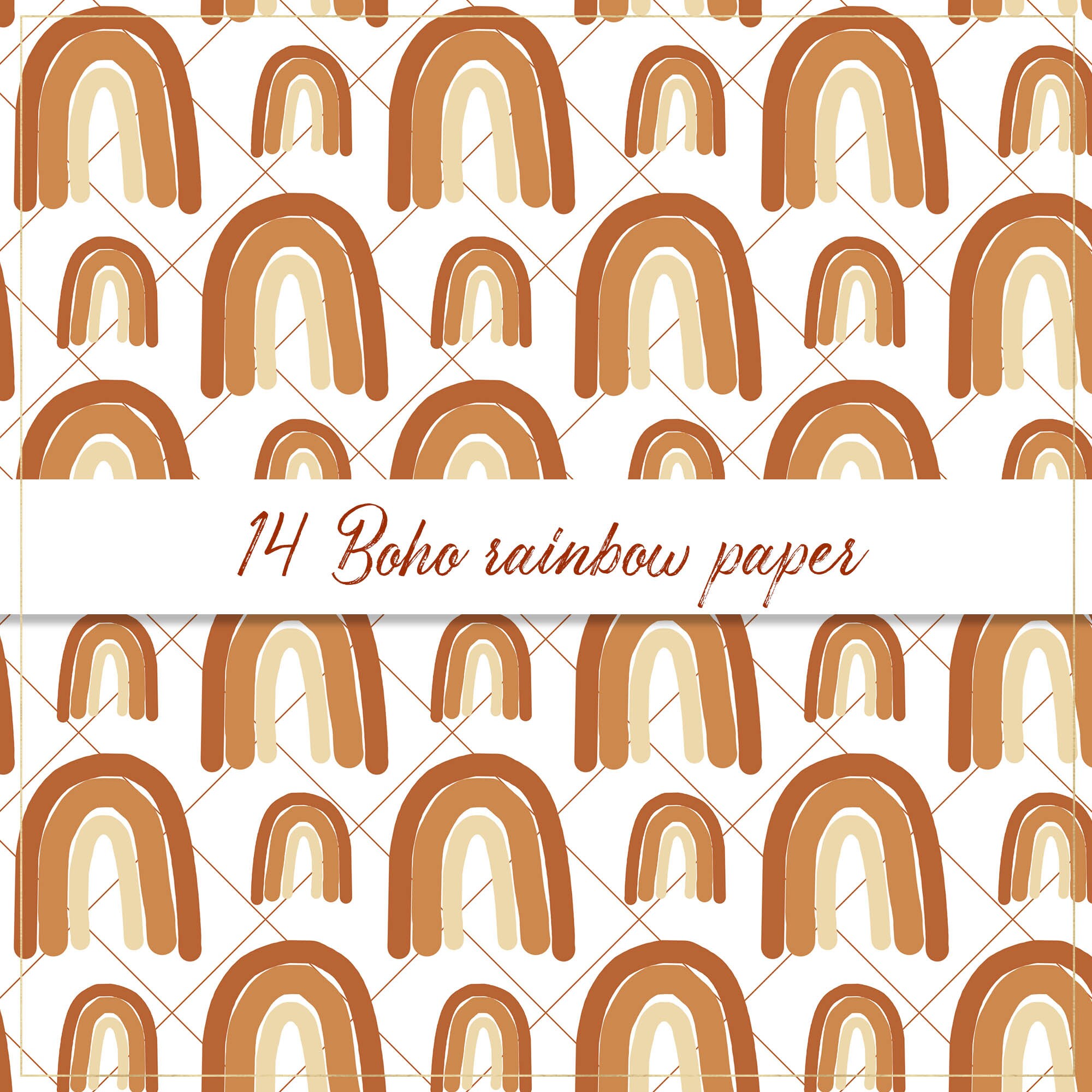 Boho Rainbow Digital Paper, Rainbow Seamless Pattern, Modern Background ...