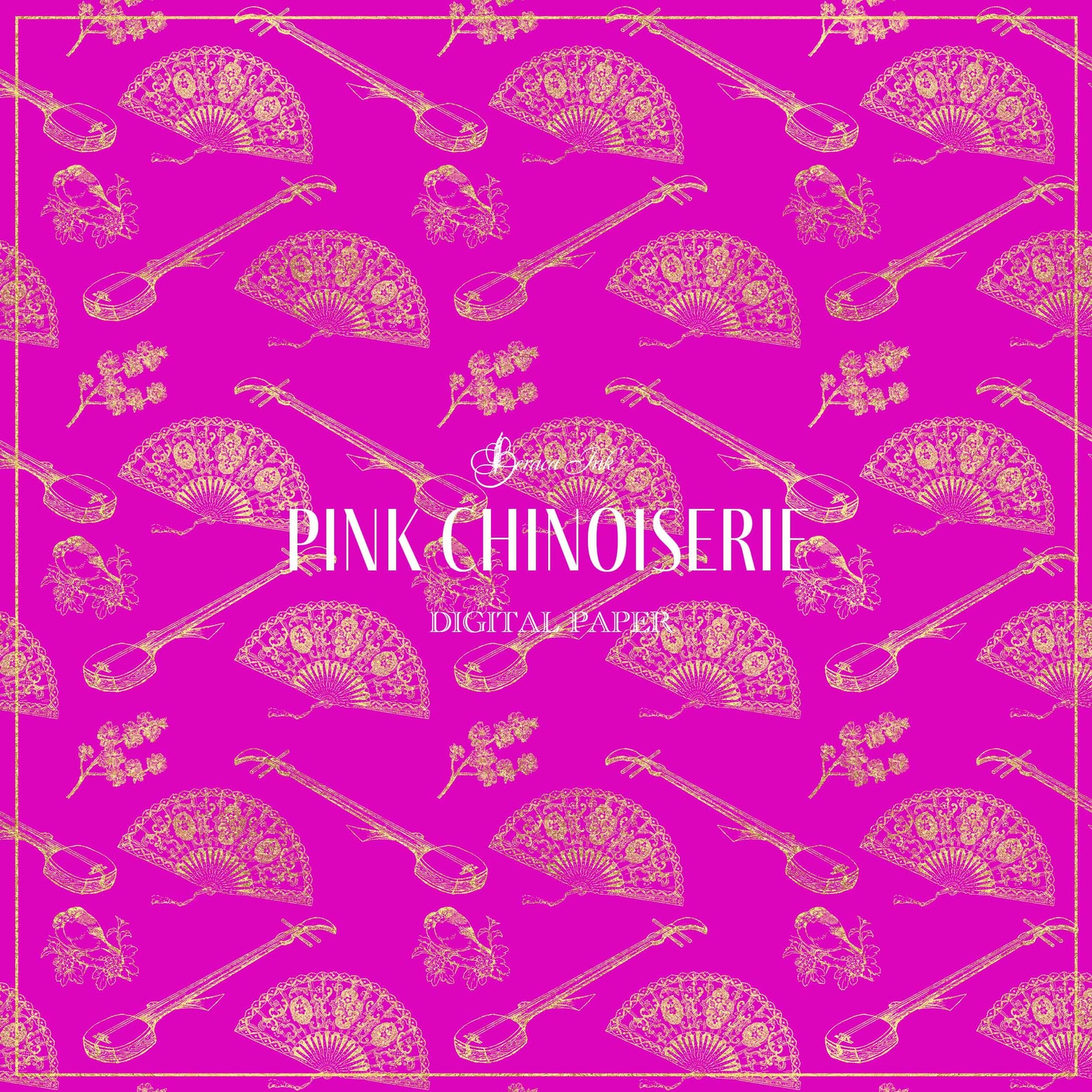 Pink Chinoiserie Digital Paper Seamless Pattern Asian | Etsy