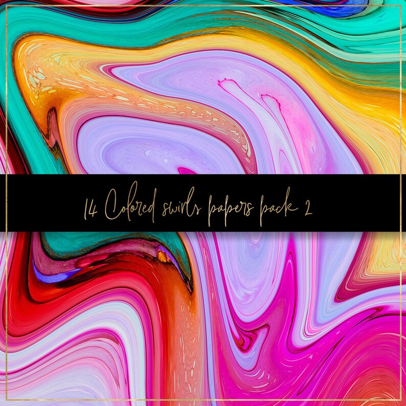 Colored Swirls Digital Paper, Liquid Marble Paper, Scrapbooking Pattern ...