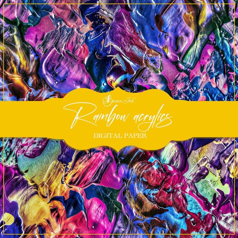Rainbow Acrylics Digital Paper Rainbow Marble Swirls - Etsy
