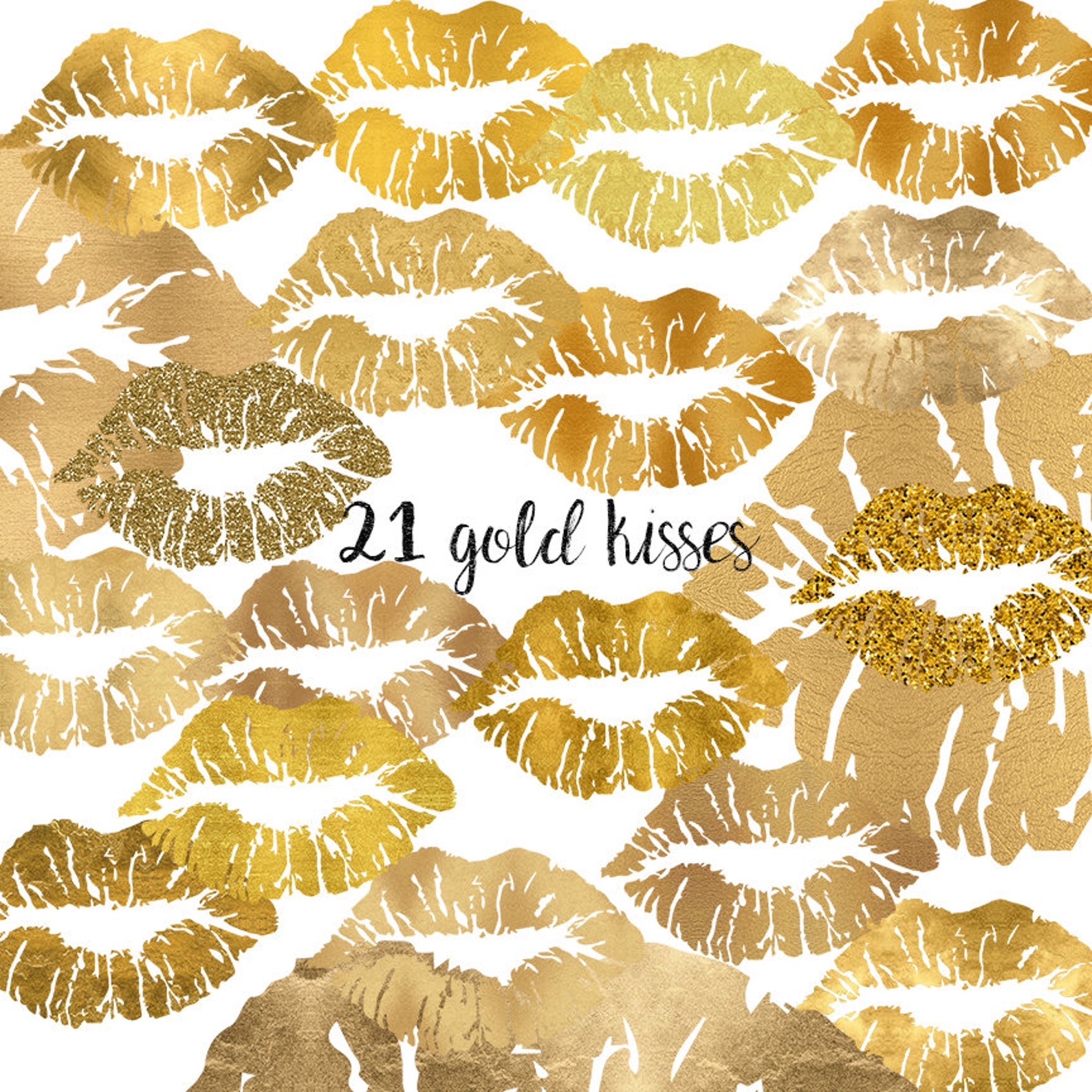 Gold Lips Clipart Gold Clipart Lips Glitter Lips Clipart | Etsy
