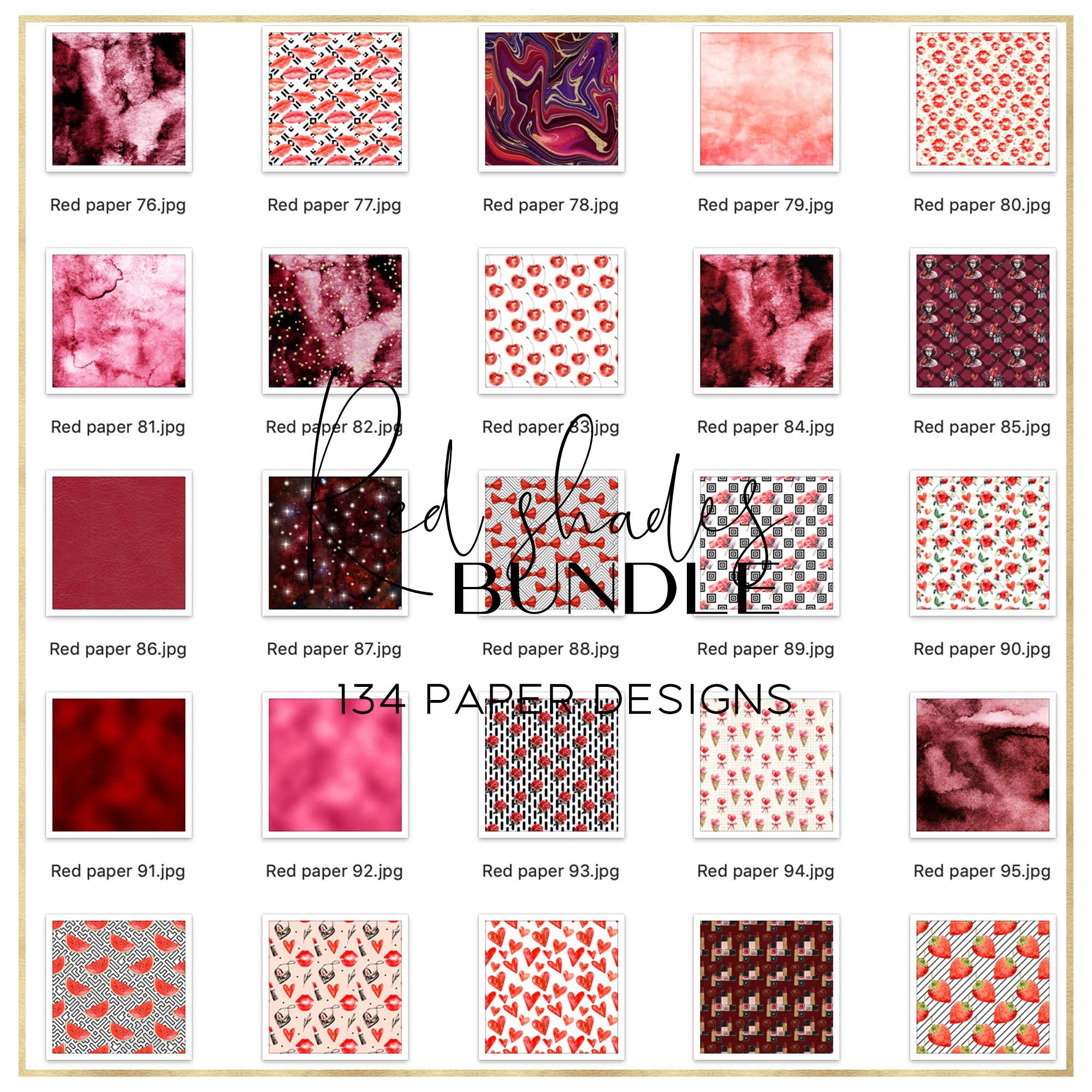 Red Shades BUNDLE Digital Paper Valentine Day Paper Red | Etsy