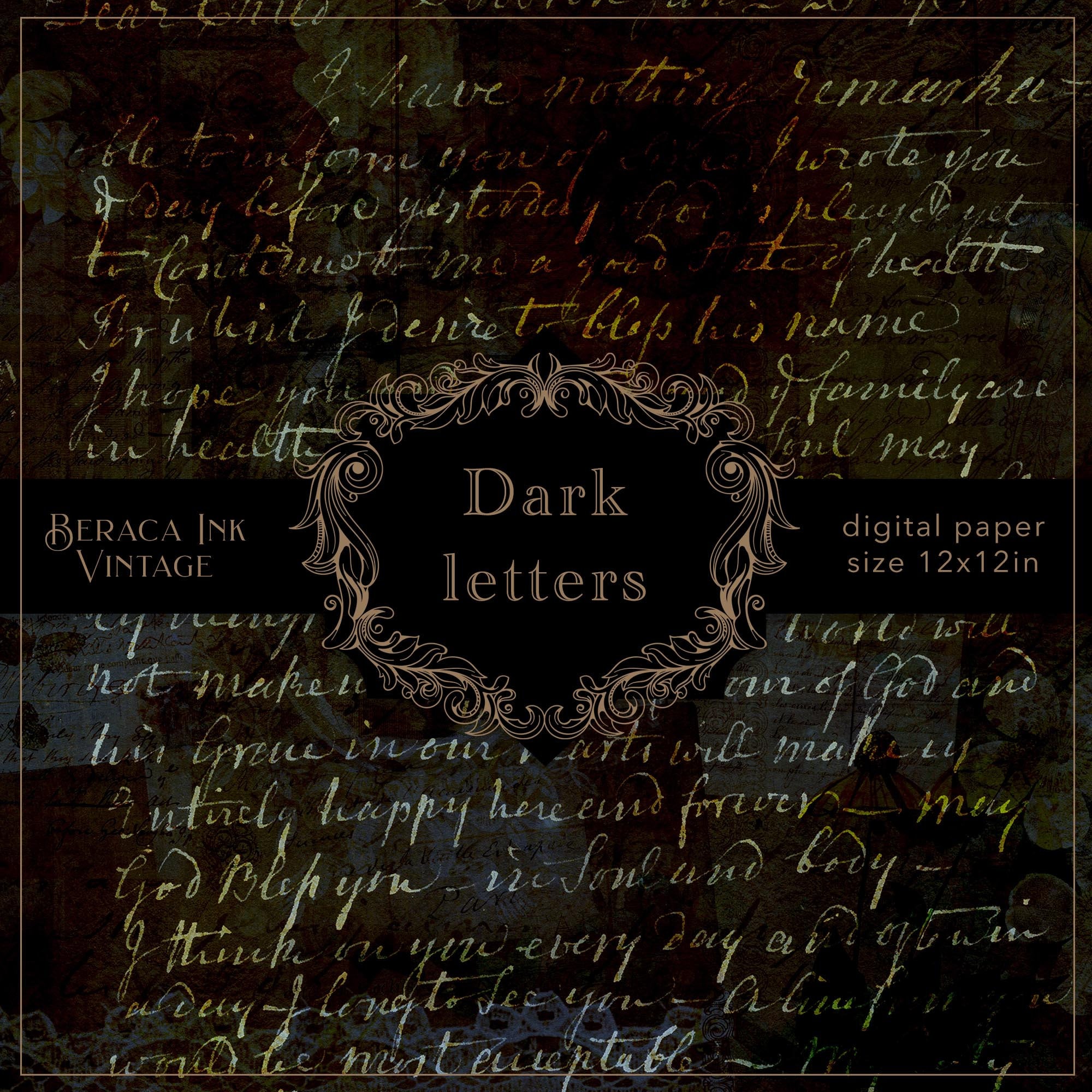 Dark Letters Digital Paper Grunge Paper Dark Academia Old - Etsy