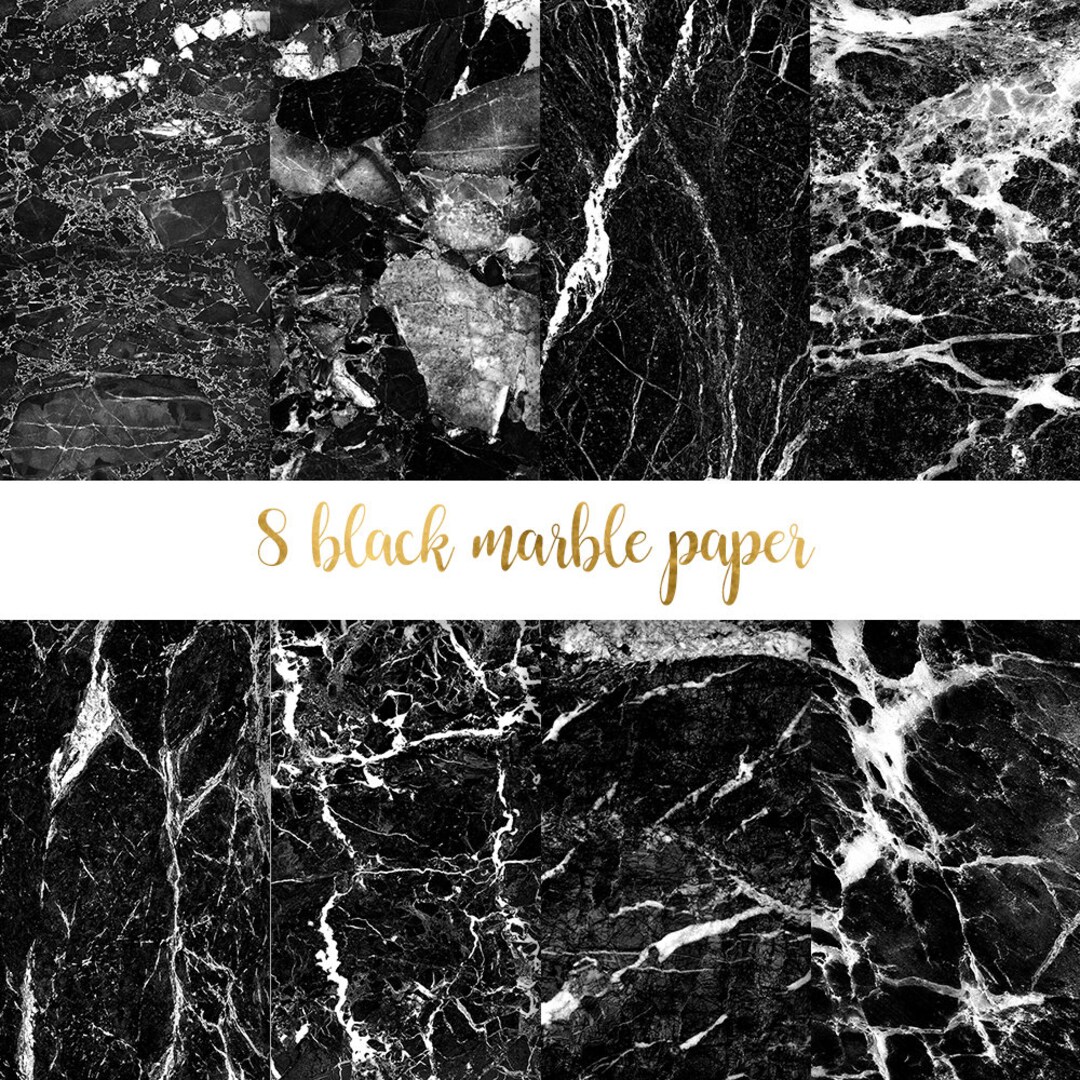 Black Marble Digital Paper, Black Marble Paper, Marble Paper, Marble ...