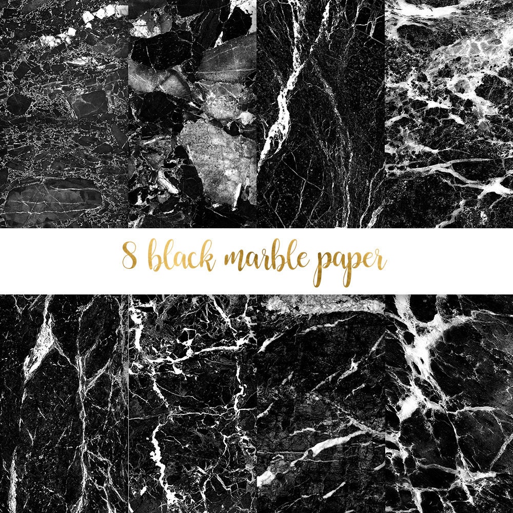 Marble paper Black marble commercial use Black marble digital paper ...