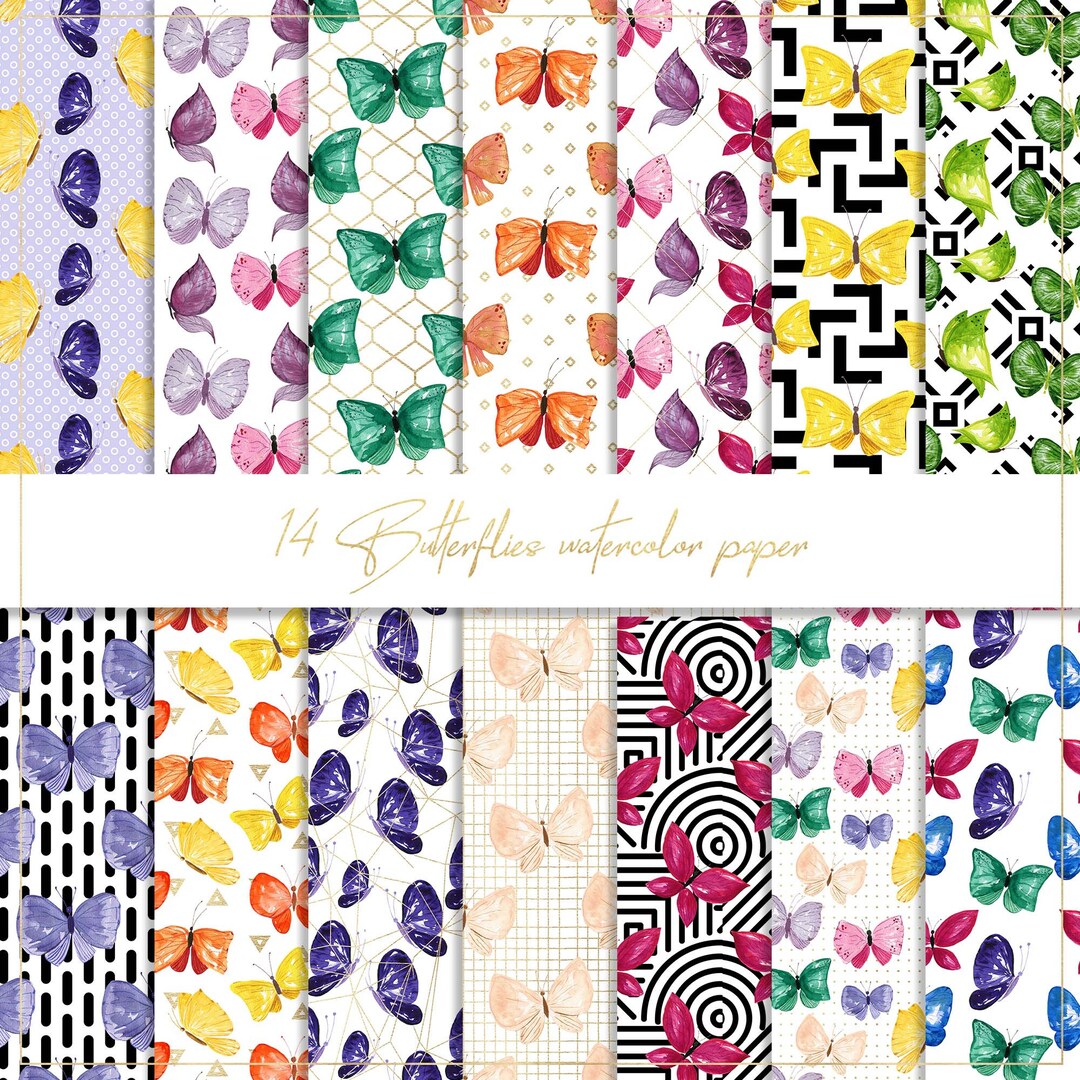 Butterflies Digital Paper, Seamless Pattern, Spring Butterfly ...