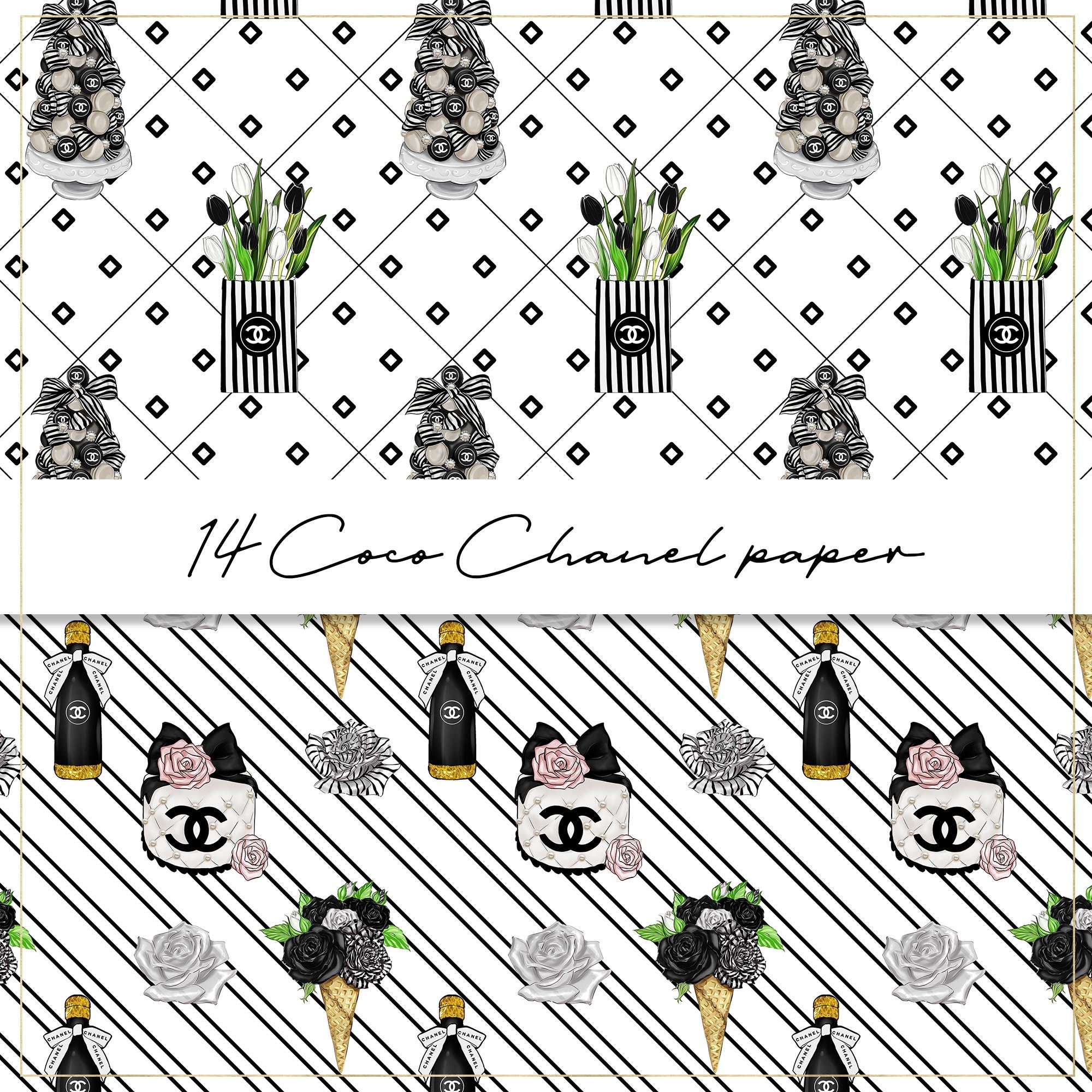 Coco Chanel digital paper fashion seamless pattern chanel | Etsy