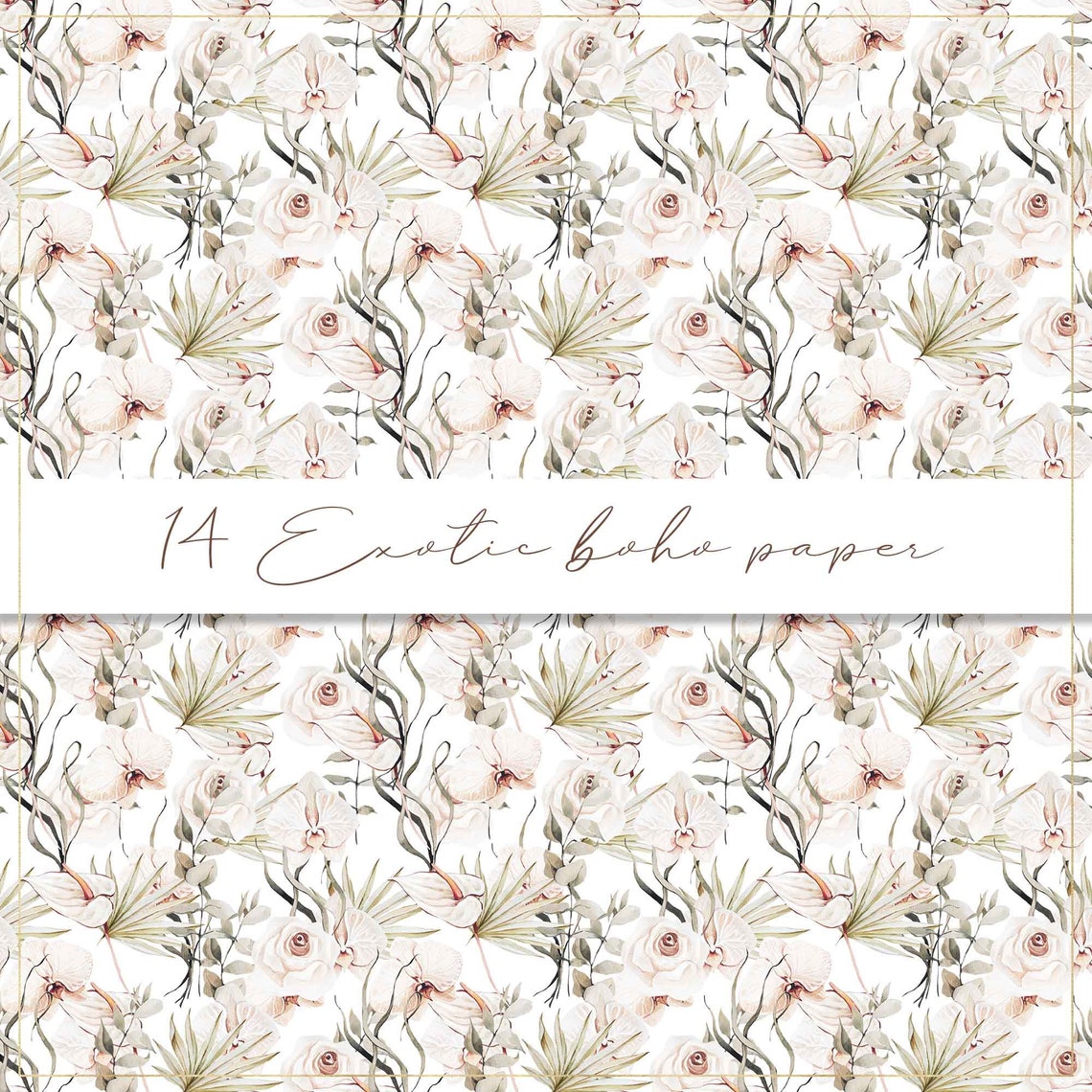 Exotic Boho Digital Paper Seamless Pattern Tropical | Etsy