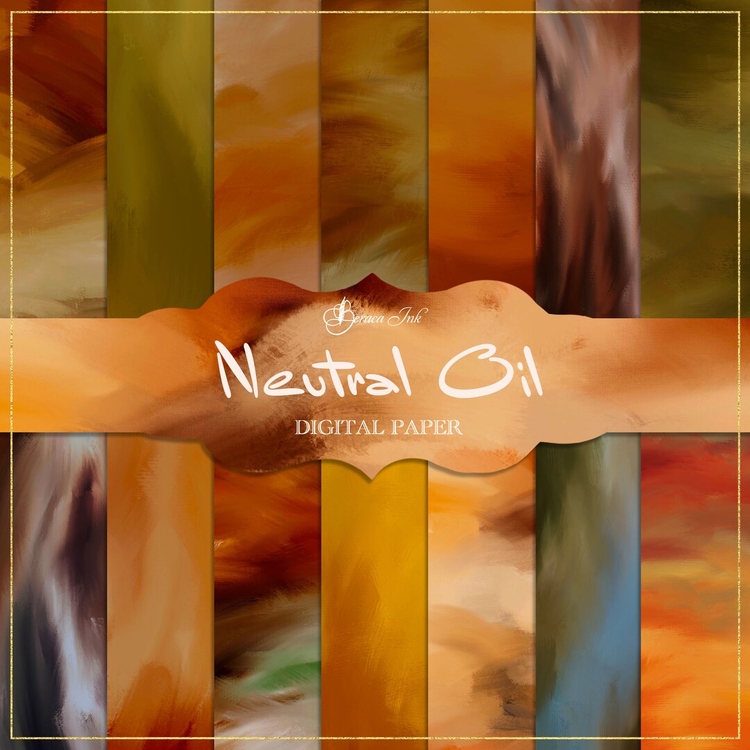 Neutral Oil Digital Paper Oil Painting Brown Oil Brush - Etsy