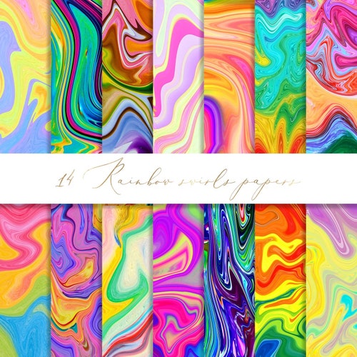 Colored Swirls Digital Paper Liquid Marble Paper - Etsy
