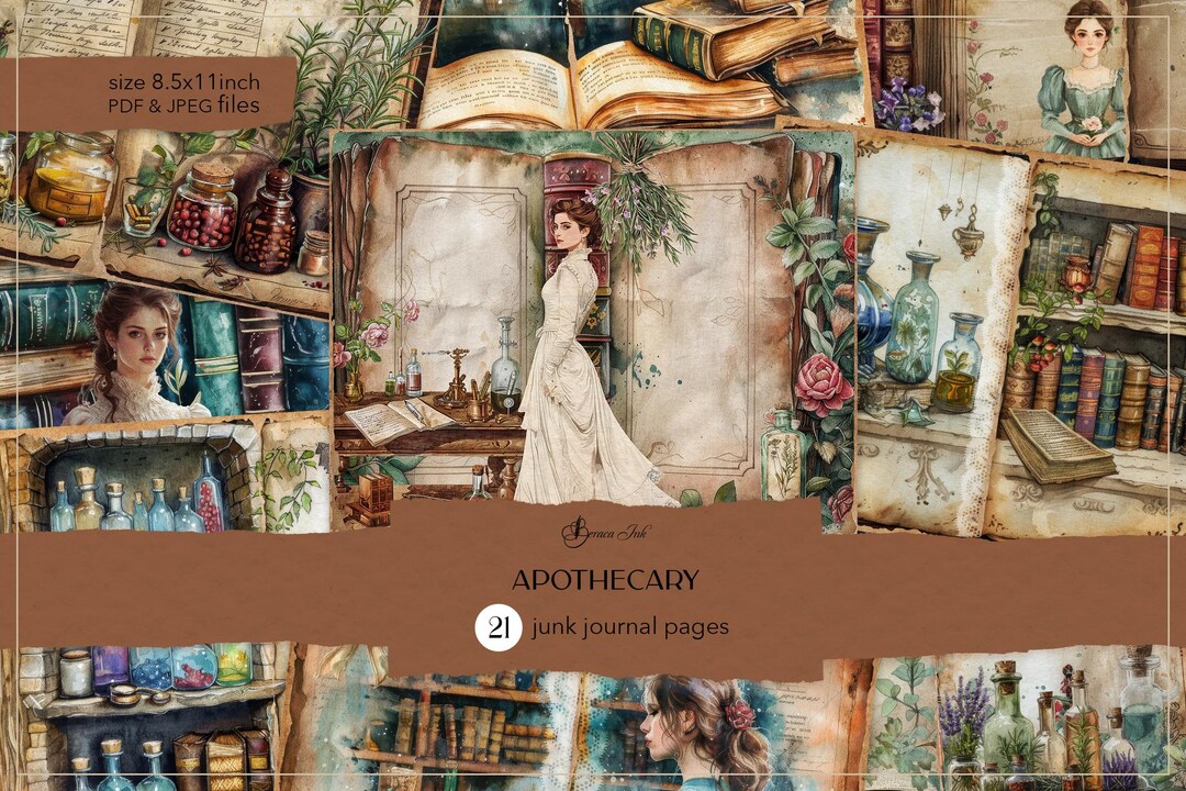 Apothecary Journal Pages, Herbal Junk Journal, Printable Collage Sheet ...