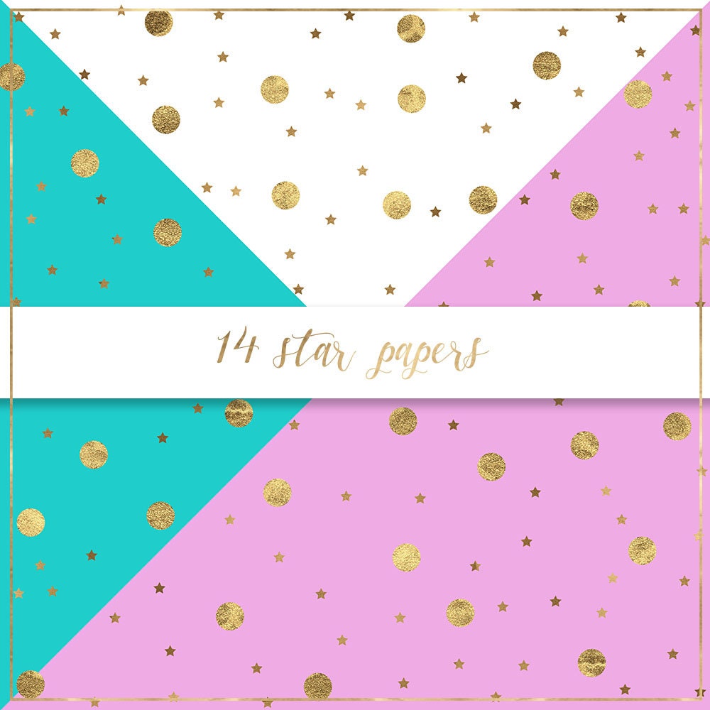 Gold Stars Digital Paper Gold Stars Paper Scrapbook Paper - Etsy