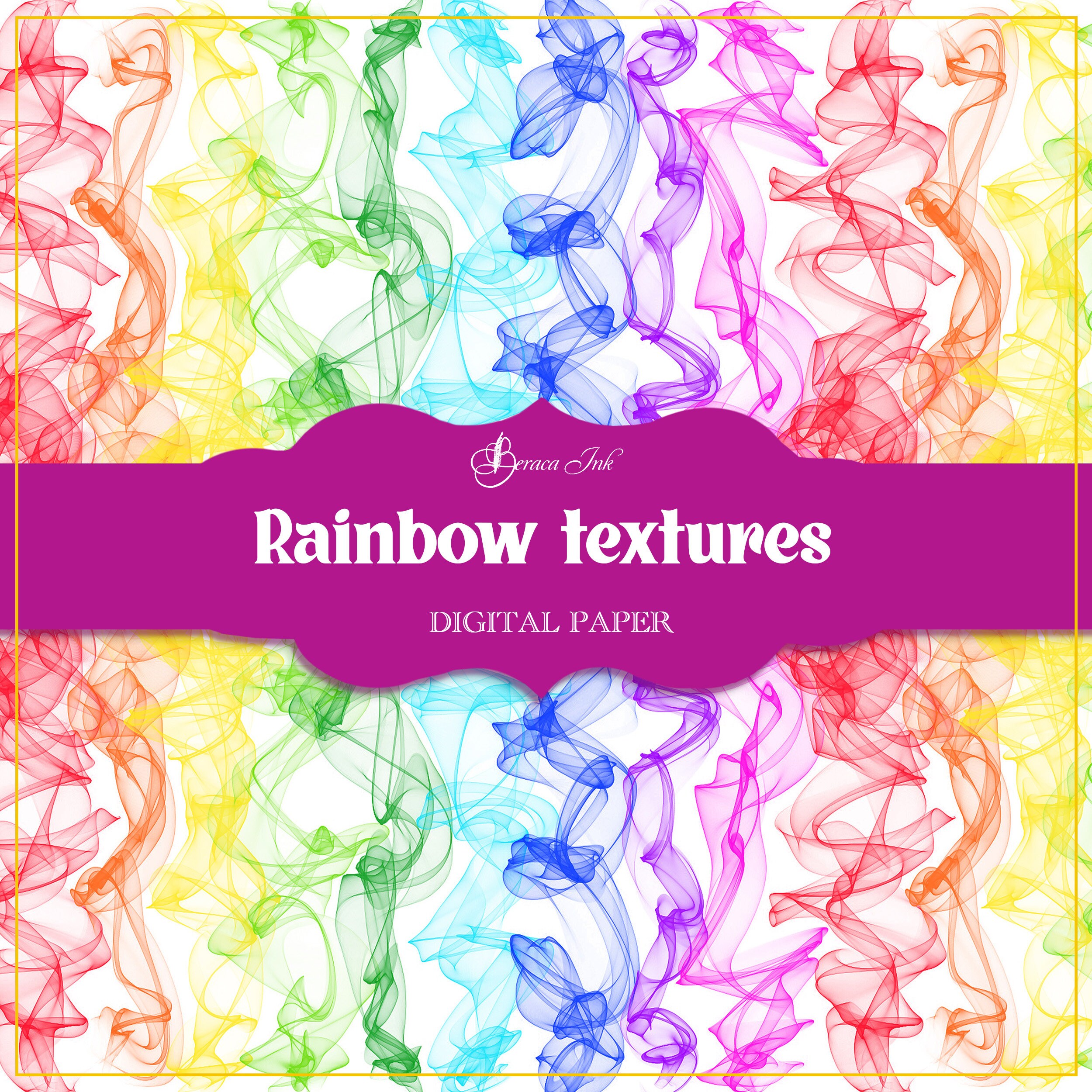 Rainbow Textures Digital Paper, Watercolour Rainbow, Colorful ...
