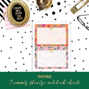 Printable Summer Flowers Notebook, Flower Notes, Floral Stationery ...
