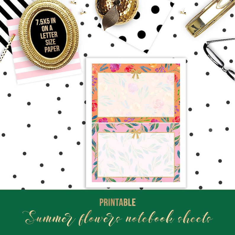 Printable Summer Flowers Notebook Flower Notes Floral - Etsy