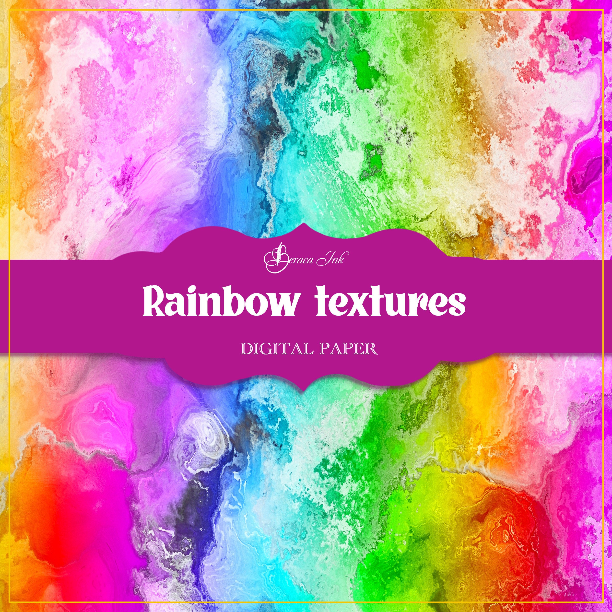 Rainbow Textures Digital Paper Watercolour Rainbow Colorful - Etsy