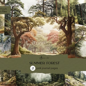 Summer Forest Journal Pages, Printable Nature Journal, Trees Collage ...