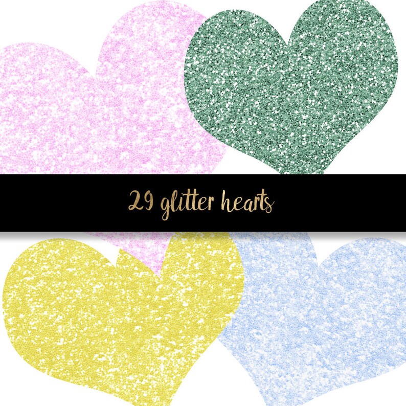 Glitter Hearts Clipart Gold Heart Clip Art Gold Glitter Clip | Etsy