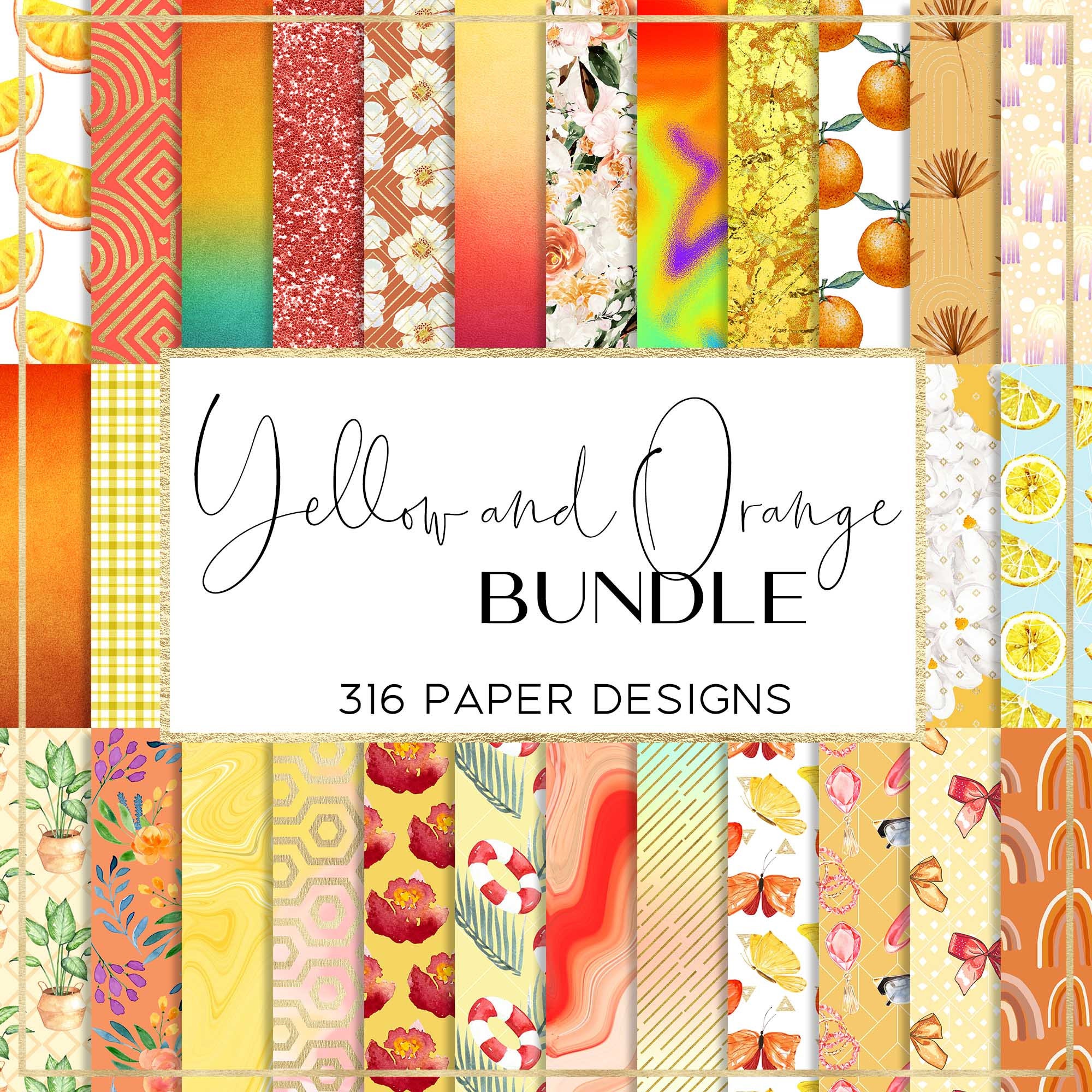 Yellow and Orange BUNDLE digital paper yellow wallpaper | Etsy