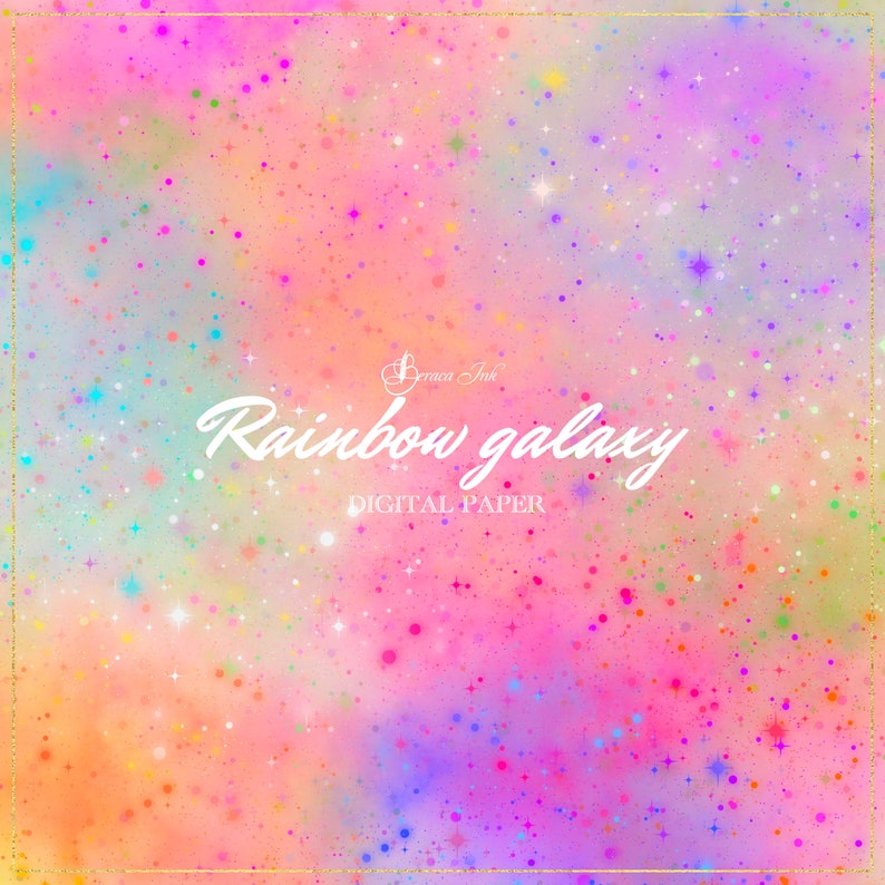 Rainbow Galaxy Digital Paper, Stars Pattern, Pink Galaxy Paper, Cosmos ...