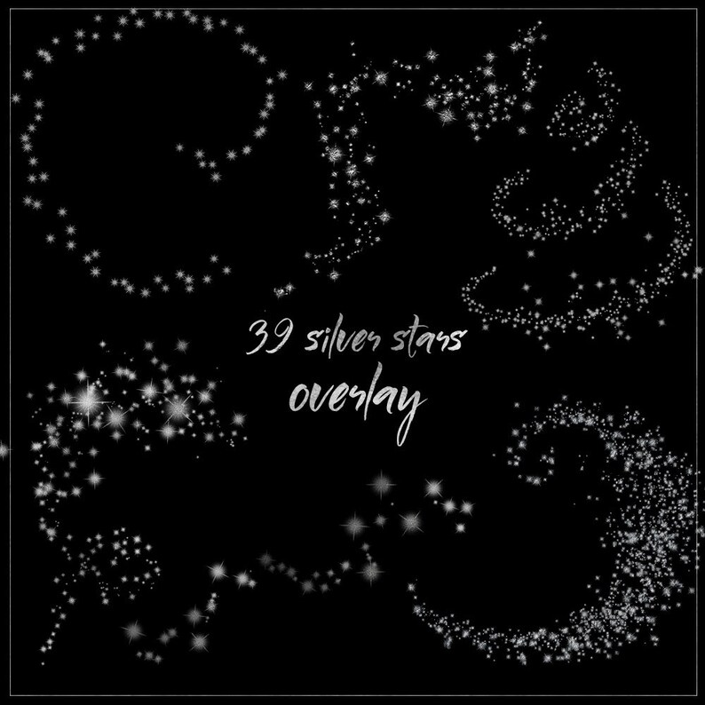 Silver Stars Clipart, Silver Star Overlay, Silver Glitter Stars, Starry ...
