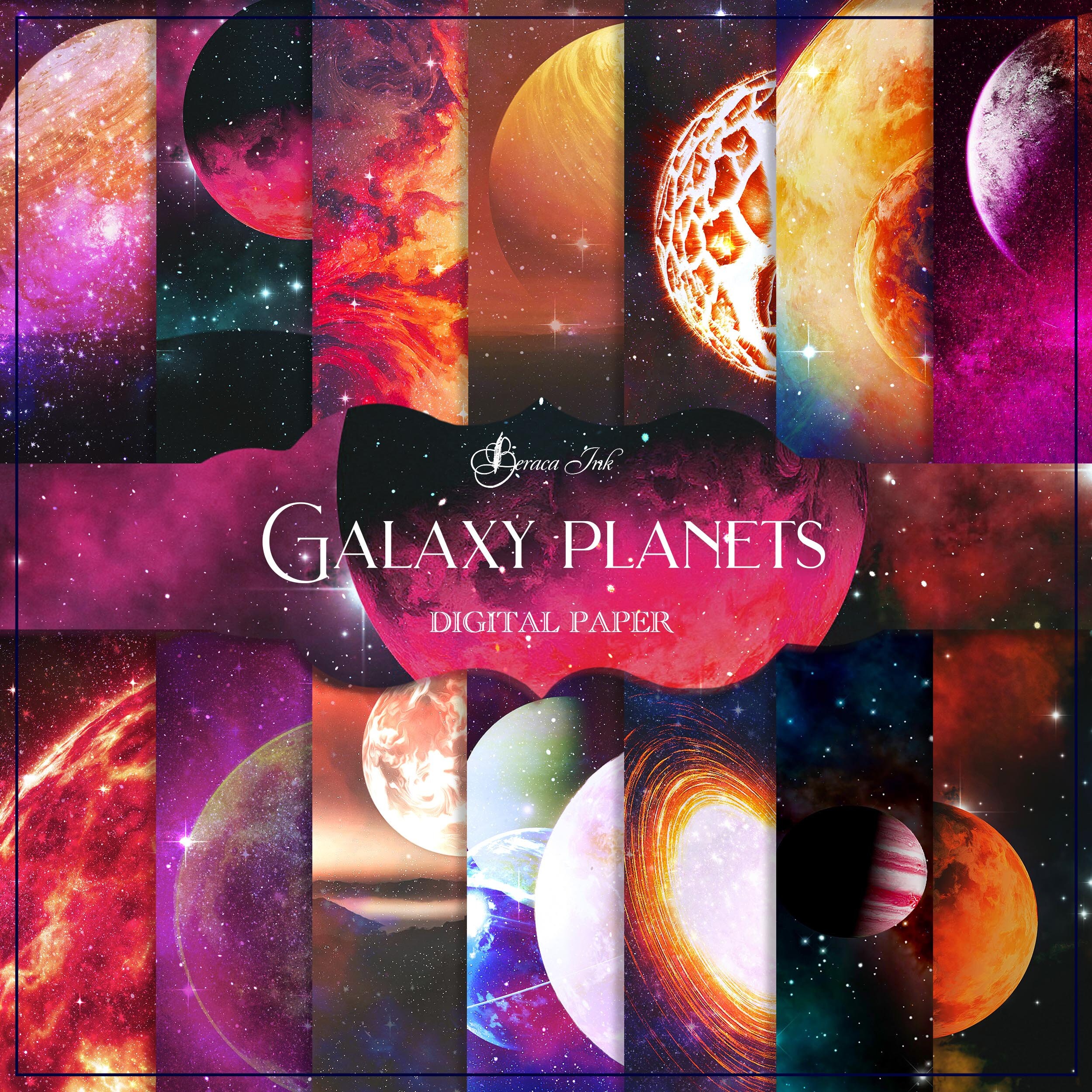 Solar System BUNDLE Digital Paper Galaxy Paper Space - Etsy
