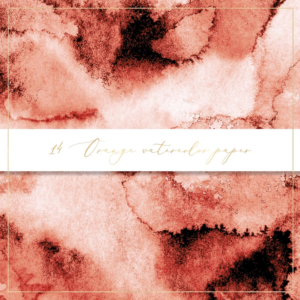 Orange Watercolor Digital Paper Brown Background Boho | Etsy