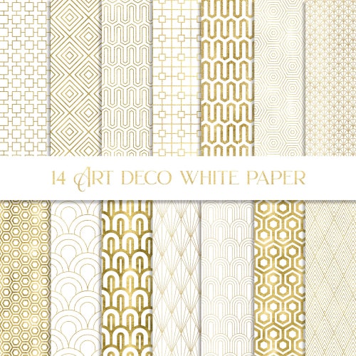 Art Deco Digital Paper Geometric Line Art Seamless Retro - Etsy
