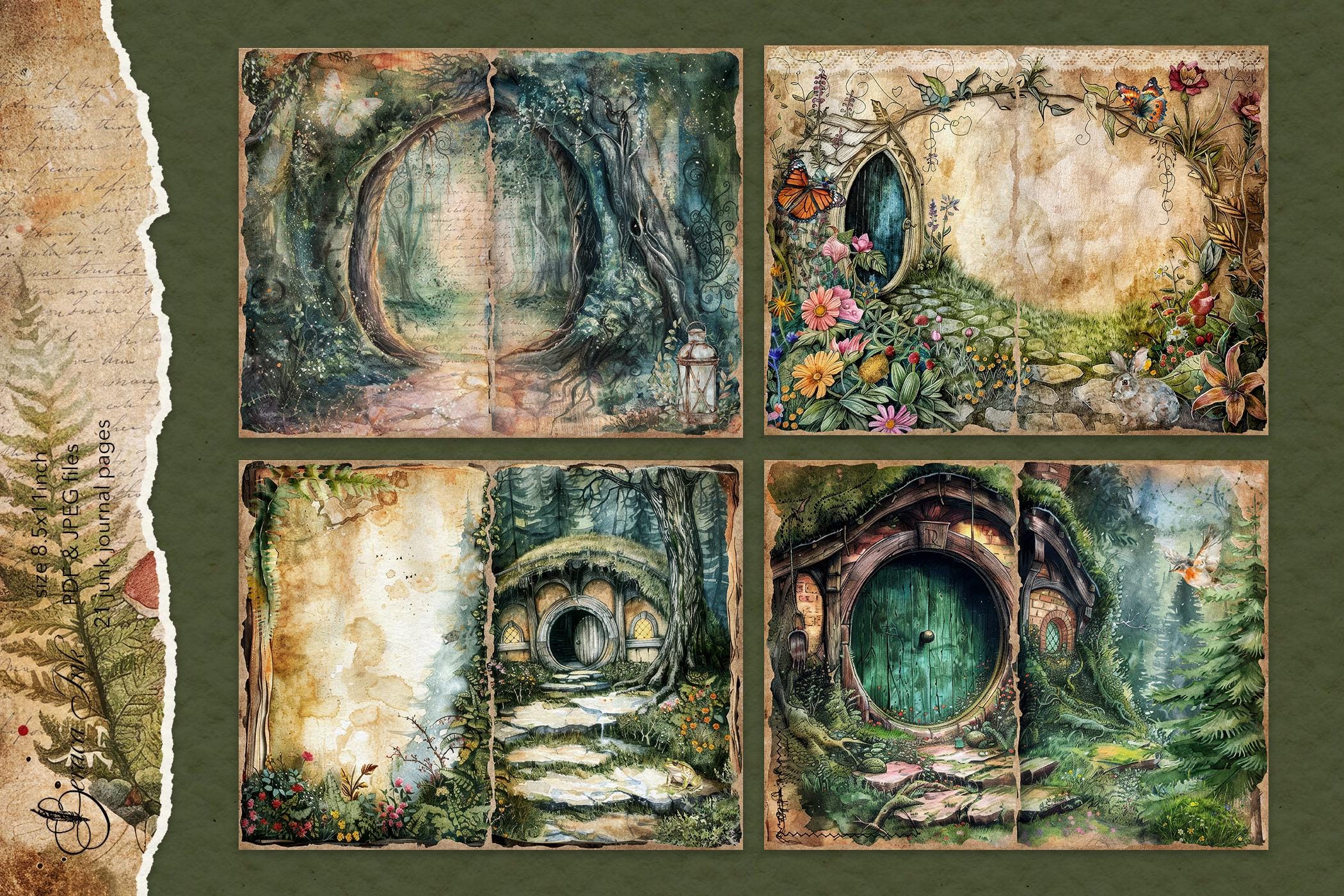 Hobbit House Garden Journal Pages, Hobbit Junk Journal, Forest Digital ...