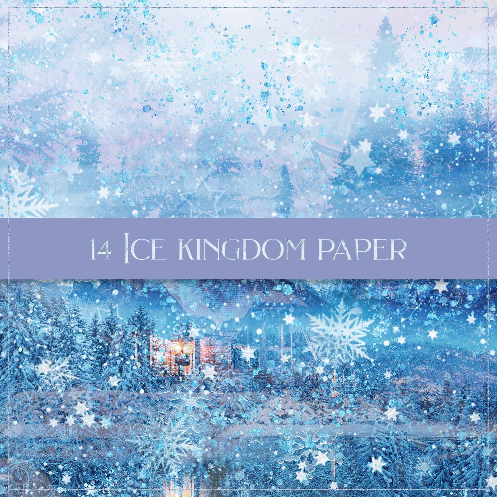 Ice Kingdom Digital Paper, Snowflakes Pattern, White Christmas, Blue ...