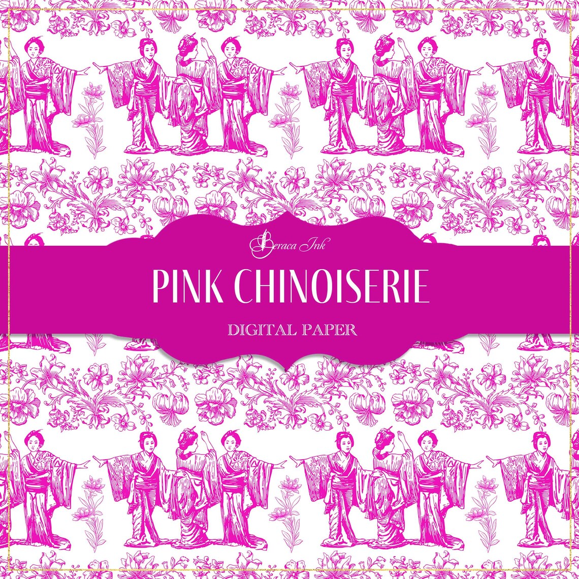 Pink Chinoiserie Digital Paper Seamless Pattern Asian | Etsy