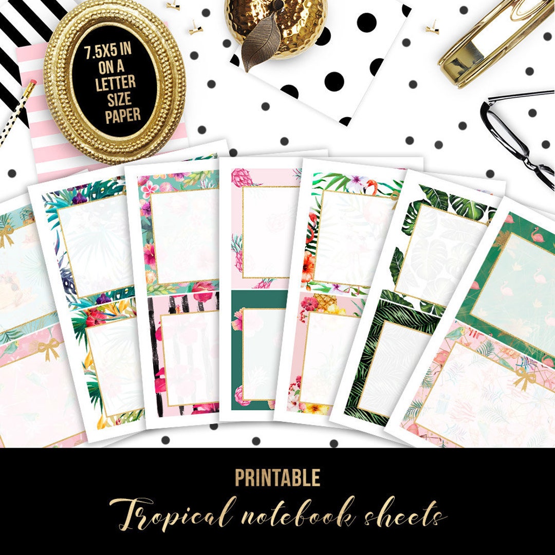 Printable Tropical Notebook, Tropical Notes, Tropical Stationery ...