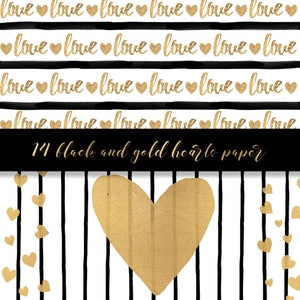 Gold Hearts Digital Paper, Valentines Day Digital Paper, Pastel Paper ...