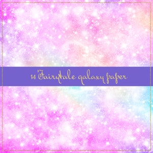 Fairytale Galaxy Digital Paper, Pink Galaxy, Cosmic Backdrop, Clouds ...