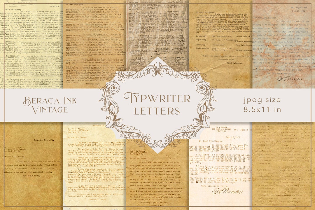 Typewriter Letters Digital Paper, Ephemera Paper, Vintage Letters, Junk ...