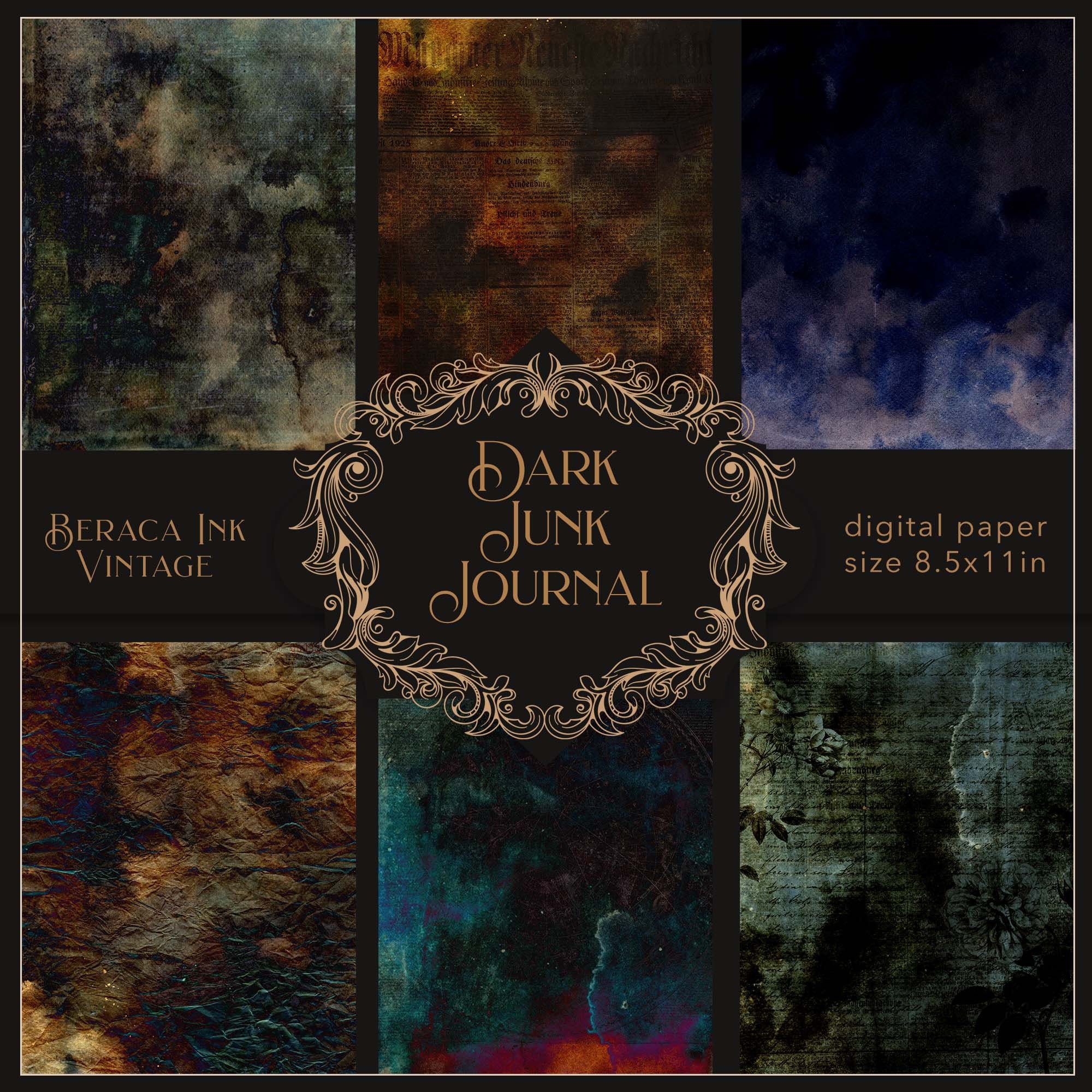 Dark Junk Journal Digital Paper LETTER SIZE Vintage - Etsy