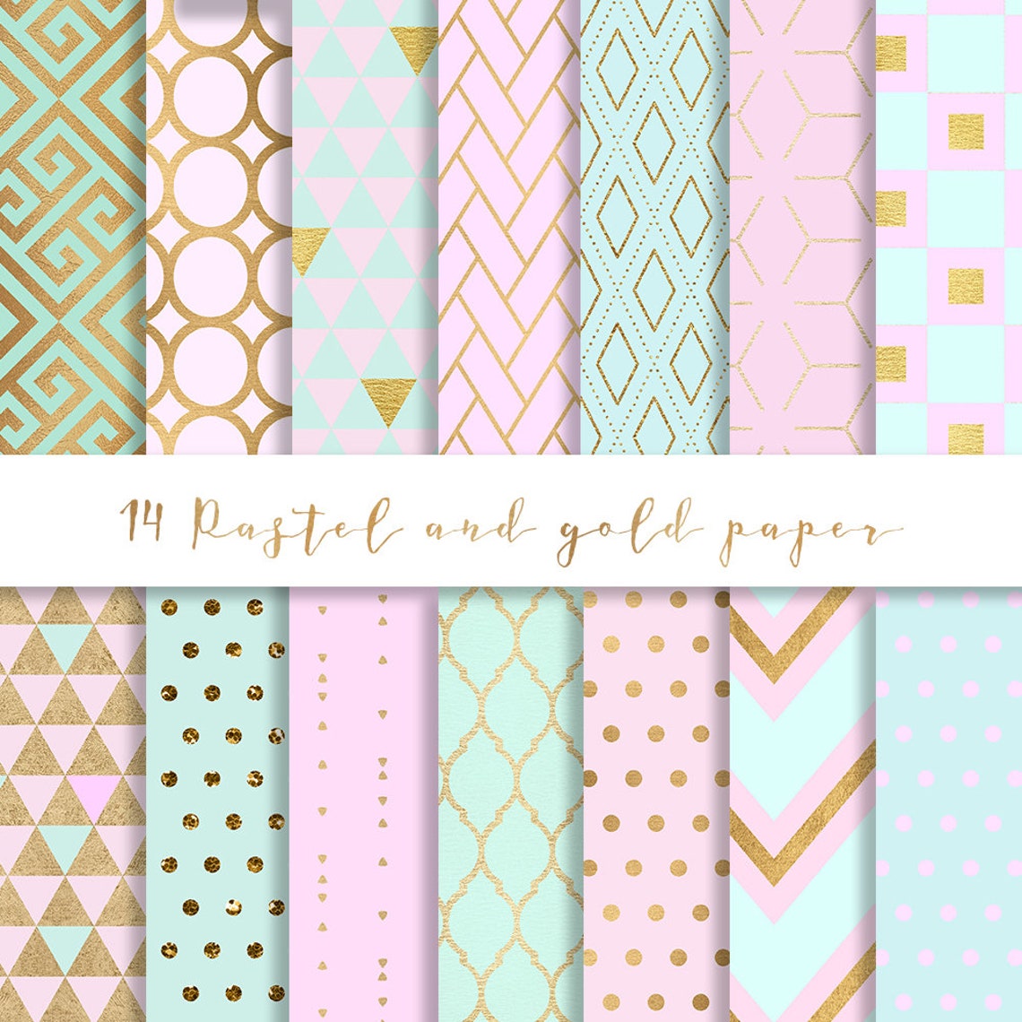 Pastel Pink and Gold Digital Paper Gold Paper Pastel Paper | Etsy