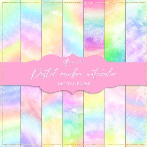 Pastel Rainbow Watercolor Digital Paper Gradient Wallpaper | Etsy