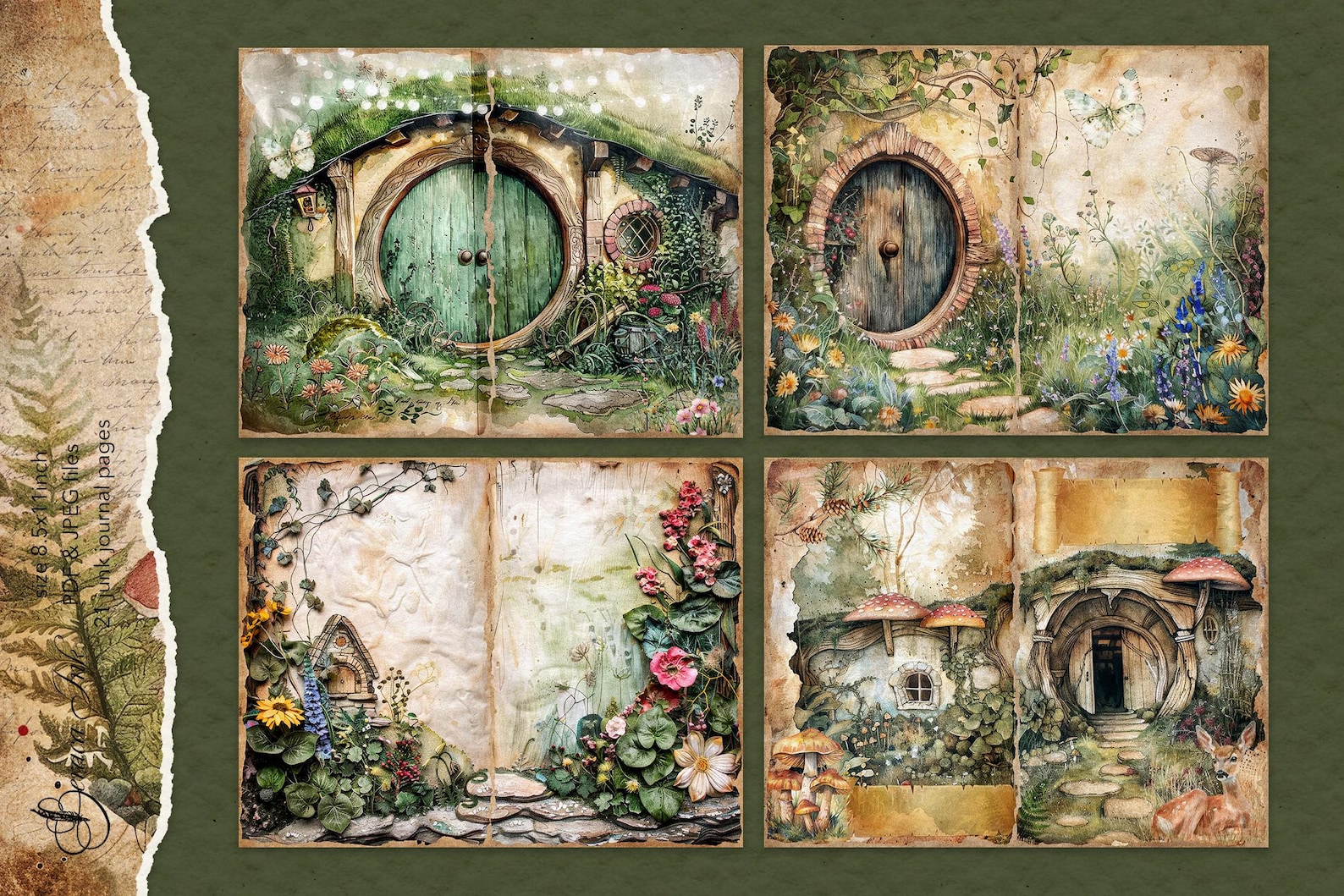 Hobbit House Garden Journal Pages, Hobbit Junk Journal, Forest Digital ...