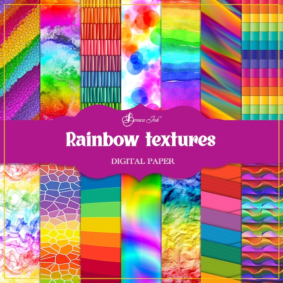 Rainbow Textures Digital Paper Watercolour Rainbow Colorful - Etsy