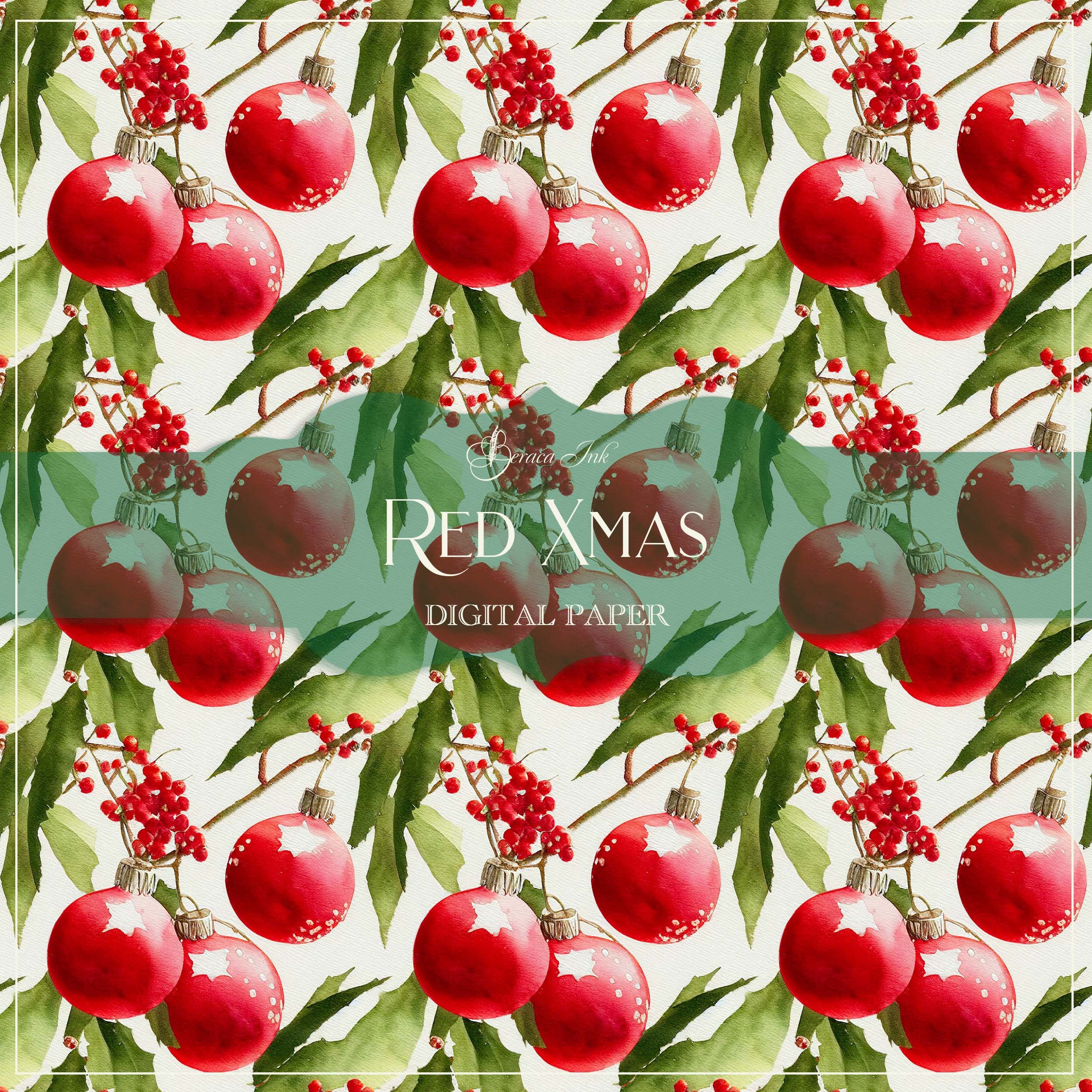Red Xmas Digital Paper Seamless Pattern Vintage Christmas - Etsy