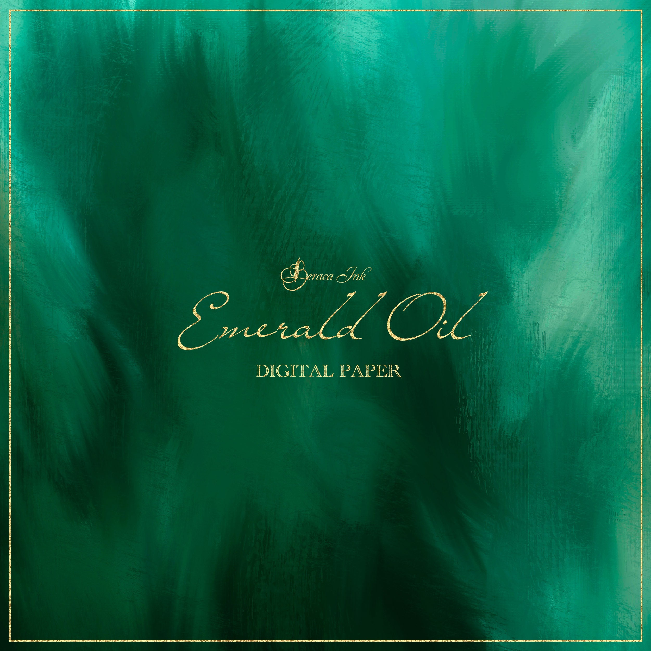 Emerald Oil Digital Paper Oil Paint Strokes Emerald | Etsy