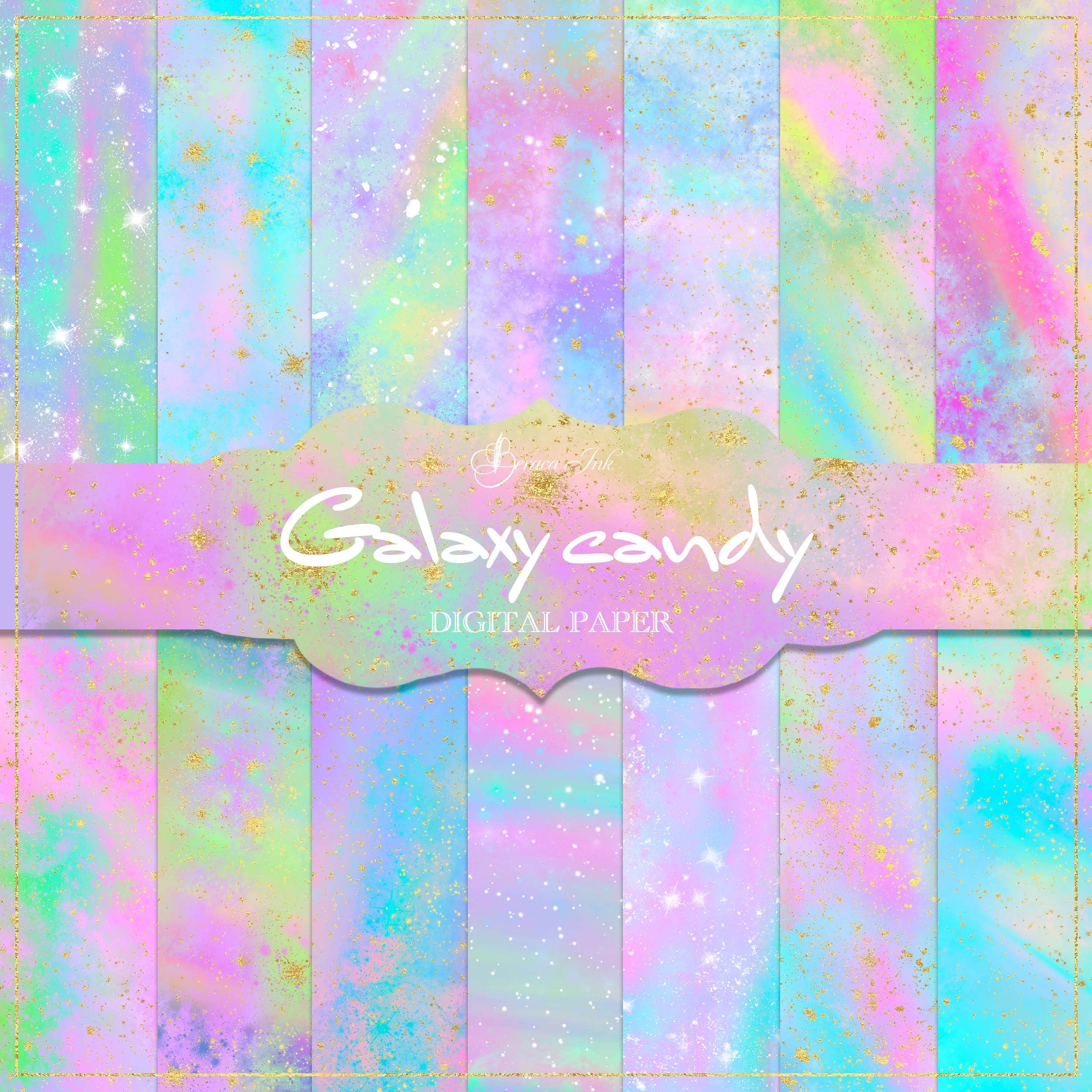 Galaxy Candy Digital Paper Stars Pattern Rainbow Galaxy - Etsy