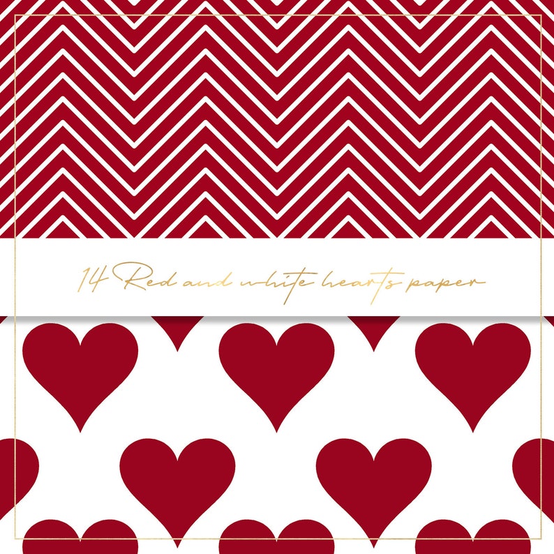 Red and White Hearts Digital Paper Seamless Pattern | Etsy