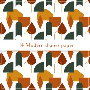 Modern Shapes Digital Paper, Seamless Pattern, Abstract Objects, Boho ...